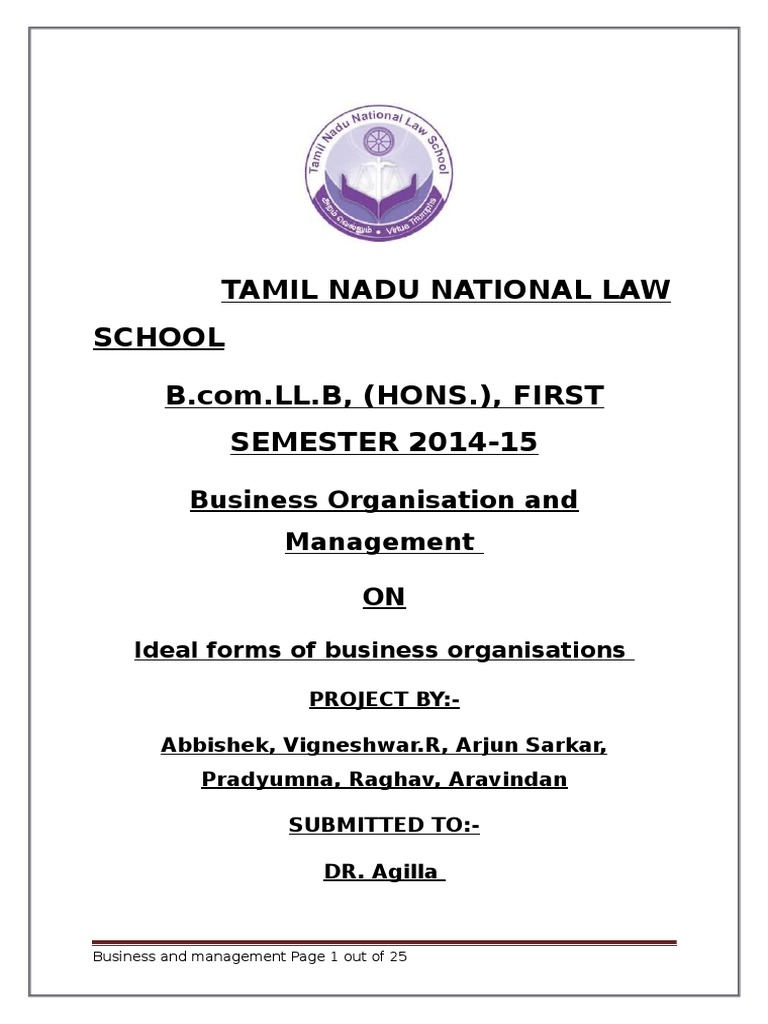 Business Organisation & Management 1st Semester | PDF | Partnership ...