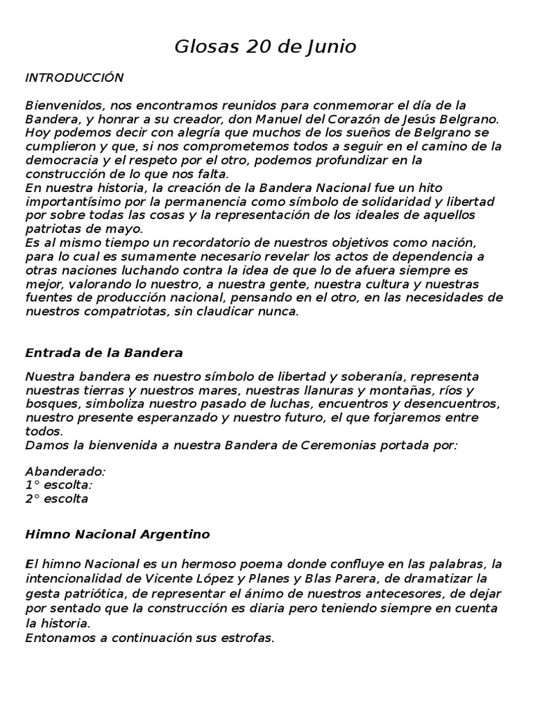 Glosas 20 de Junio | PDF | Ciencias sociales | Viajes y turismo