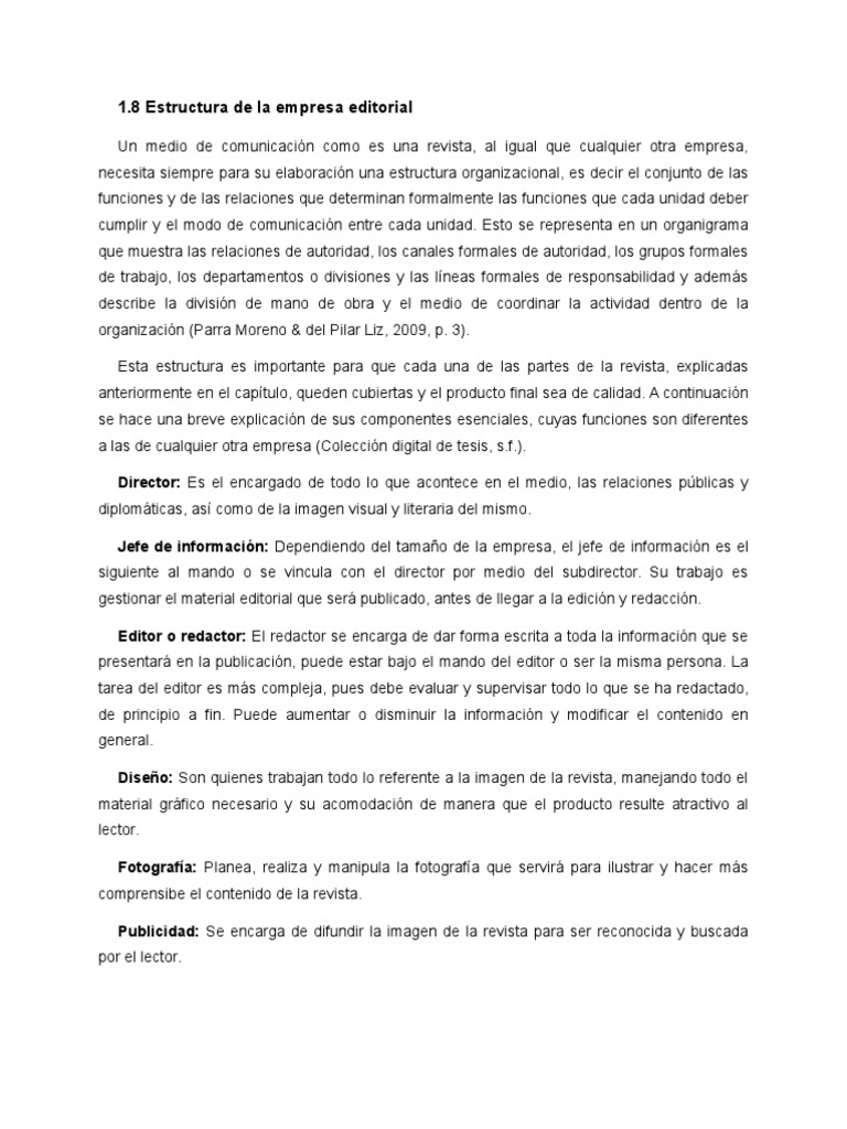 Estructura de La Empresa Editorial | Publicación | Distribución (comercial)