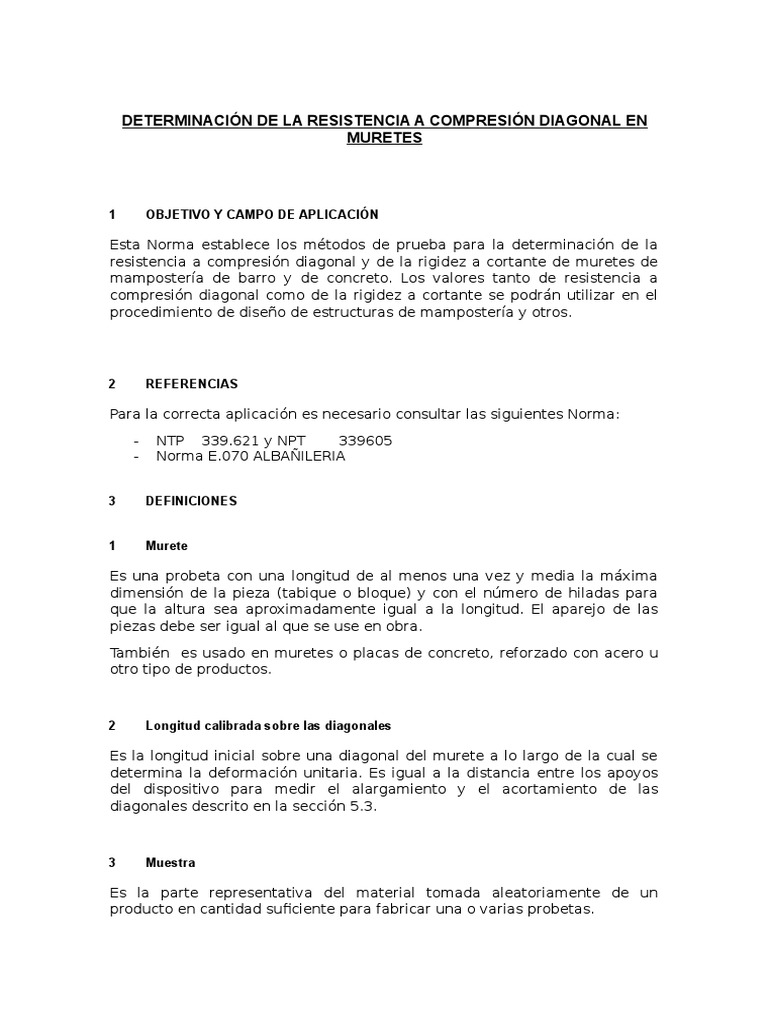 Resistencia a Compresión Diagonal en Muretes | PDF | Rigidez ...