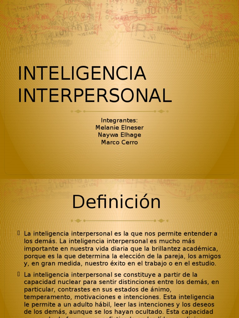 Definición y Componentes de la Inteligencia Interpersonal | PDF | Amor ...