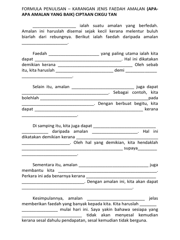 Formula Penulisan Upsr - Faedah | PDF