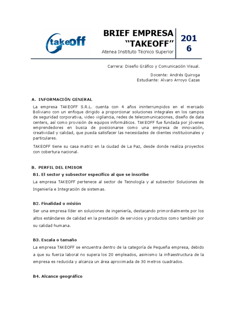 Brief de una empresa | Calidad (Negocios) | Diseño