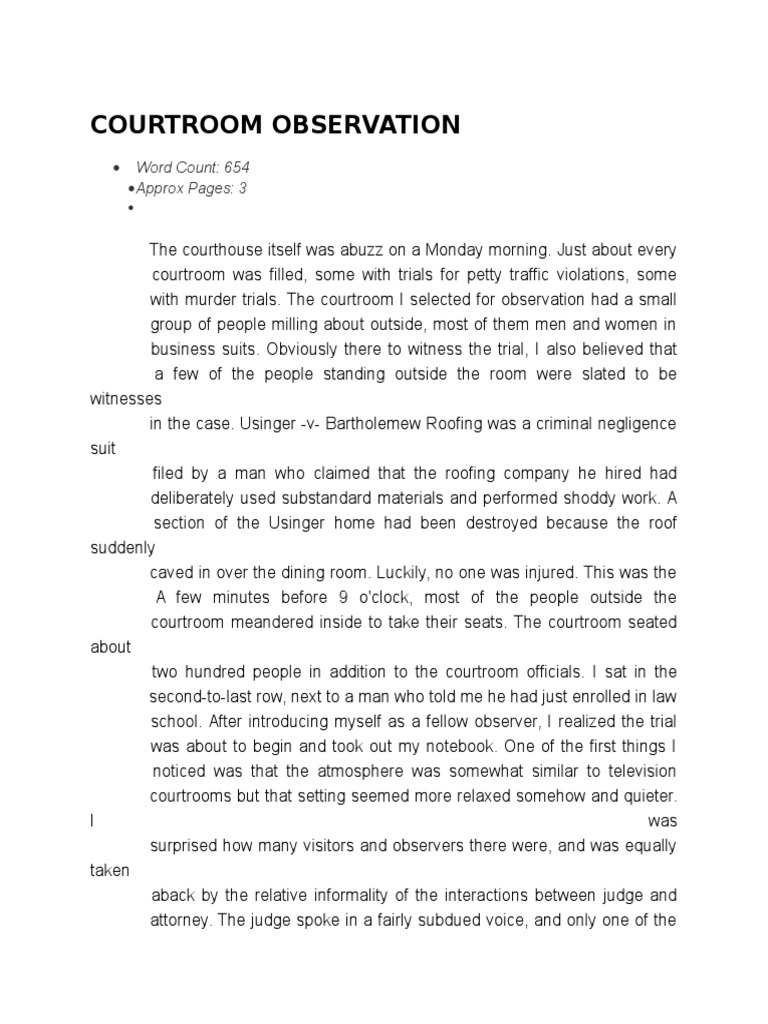 Courtroom Observation | PDF | Courtroom | Social Institutions