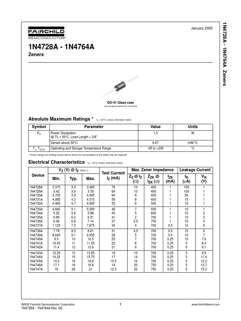 DAta Sheet Diodo Zener PDF | PDF | Electricity | Semiconductors