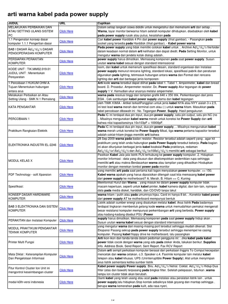 Arti Warna Kabel Pada Power Supply | PDF