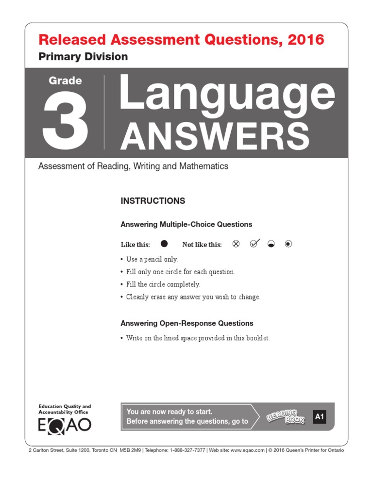 g3 Language Answers BKLT 2016 | PDF | Multiple Choice | Reading (Process)