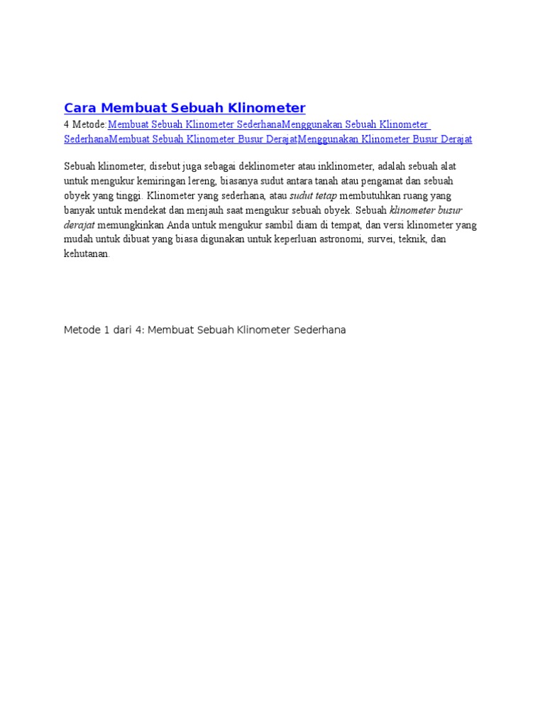 Cara Menggunakan Clinometer | PDF