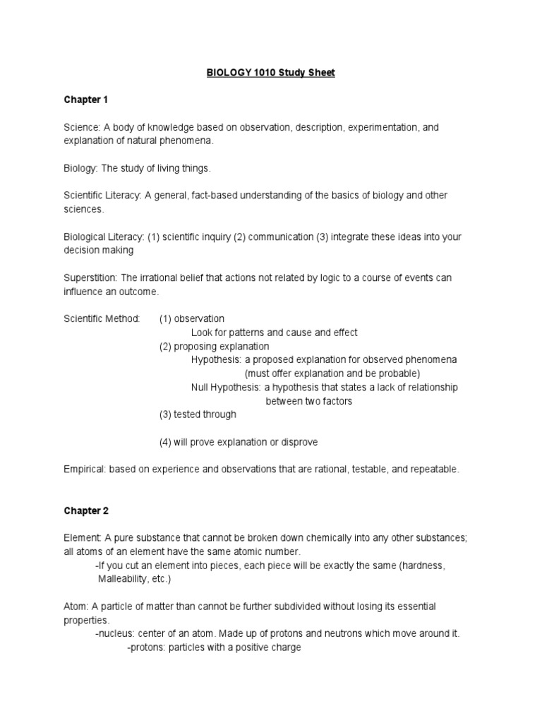 Bio Study Sheet | Download Free PDF | Carbohydrates | Lipid