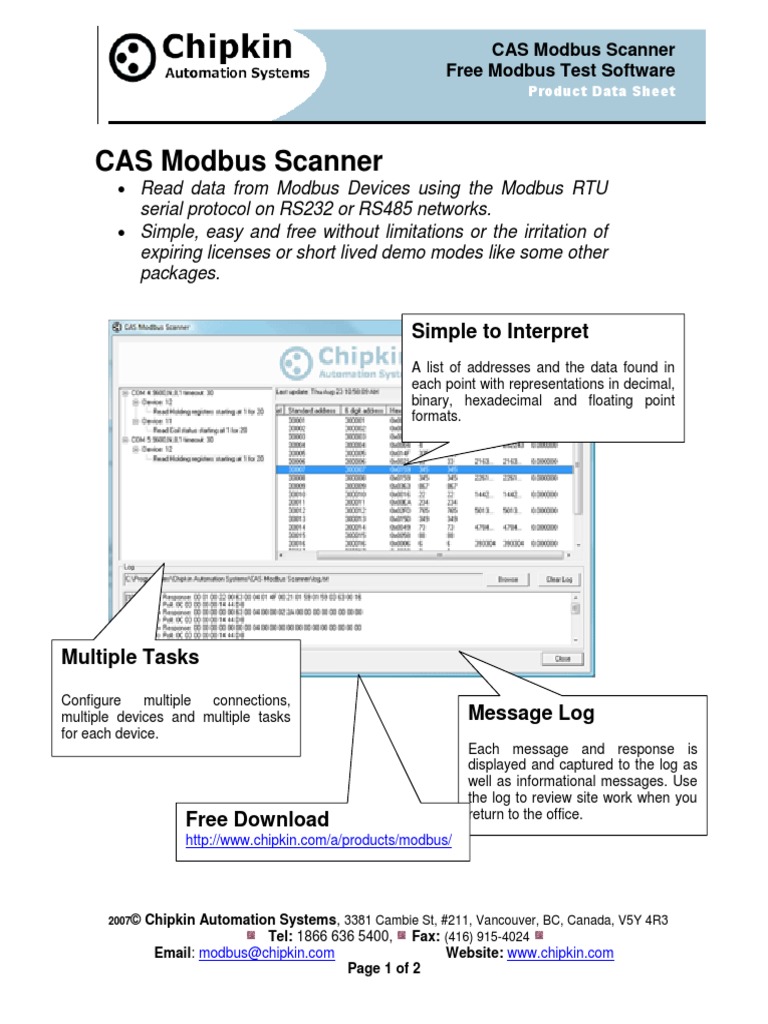 CAS DFS Modbus Scanner PDF | PDF | Computers | Technology & Engineering