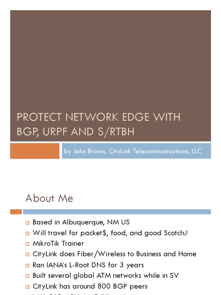 Protecting The Edge of Your Network With Urpf | PDF | Router (Computing) | Network Protocols
