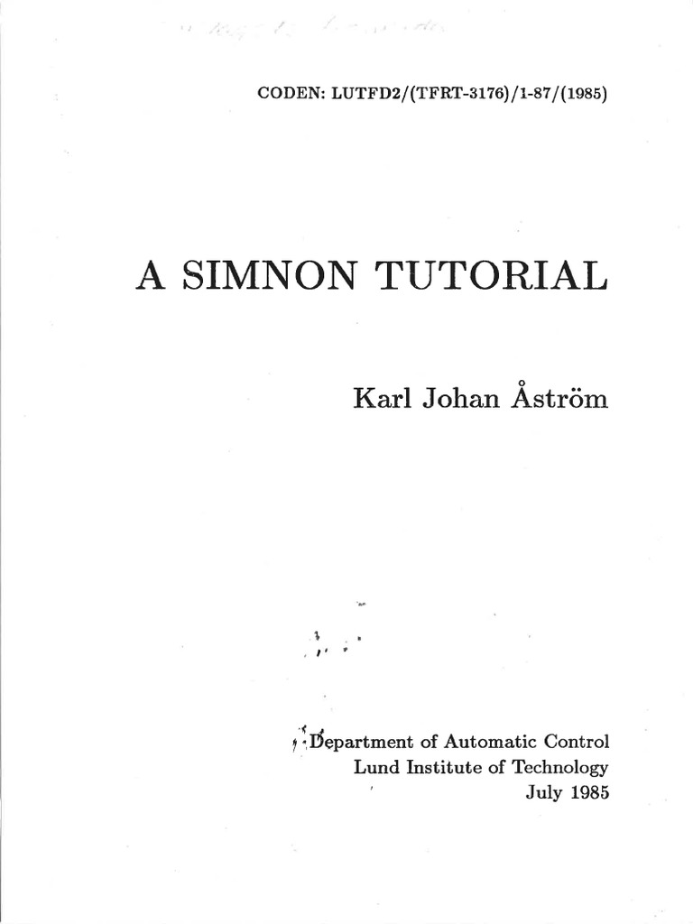 Simnon Tutorial | PDF | Parameter (Computer Programming) | Trigonometric Functions