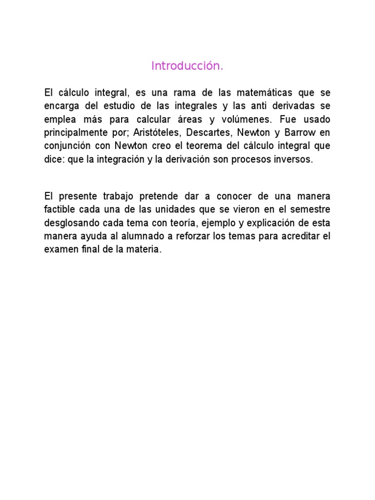 Introducción al Cálculo Integral | PDF | Análisis matemático | Álgebra