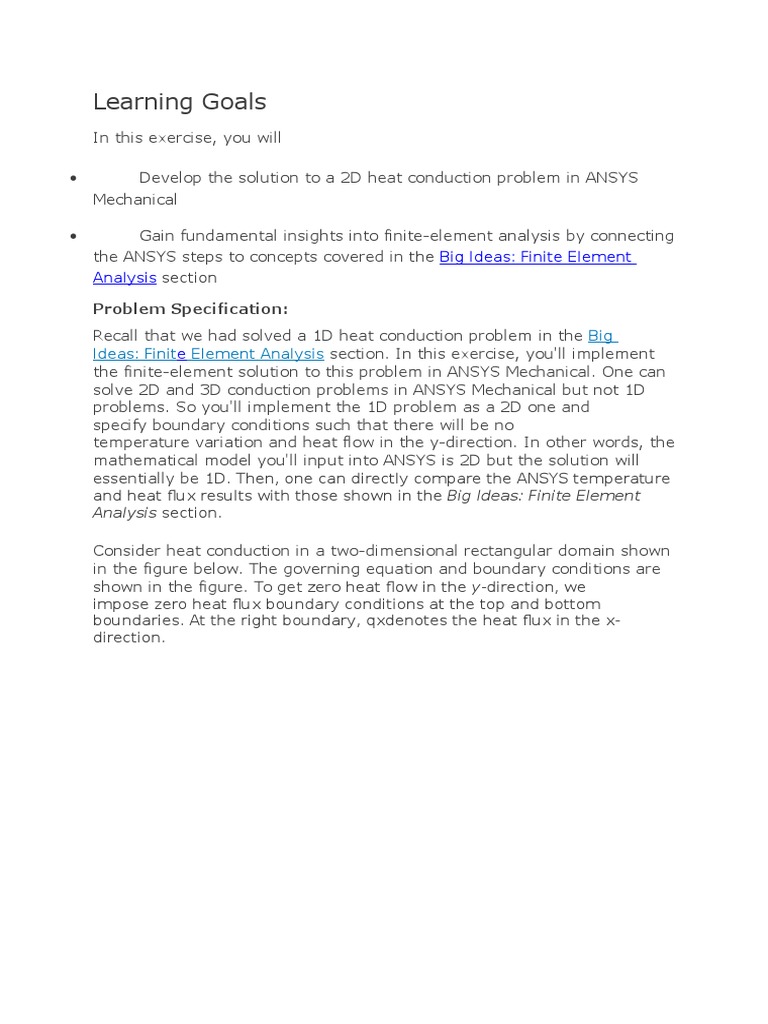 Learning Goals | PDF | Finite Element Method | Thermal Conduction