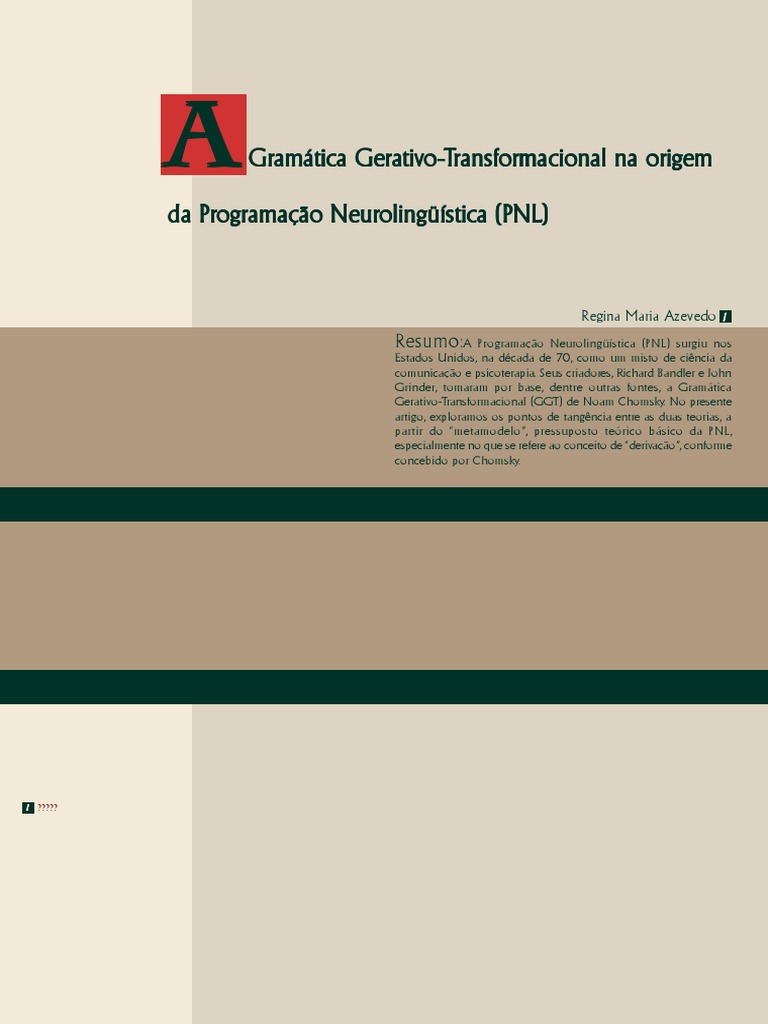 A Gramática Gerativa de Chomsky Na Origem Da PNL PDF | PDF ...
