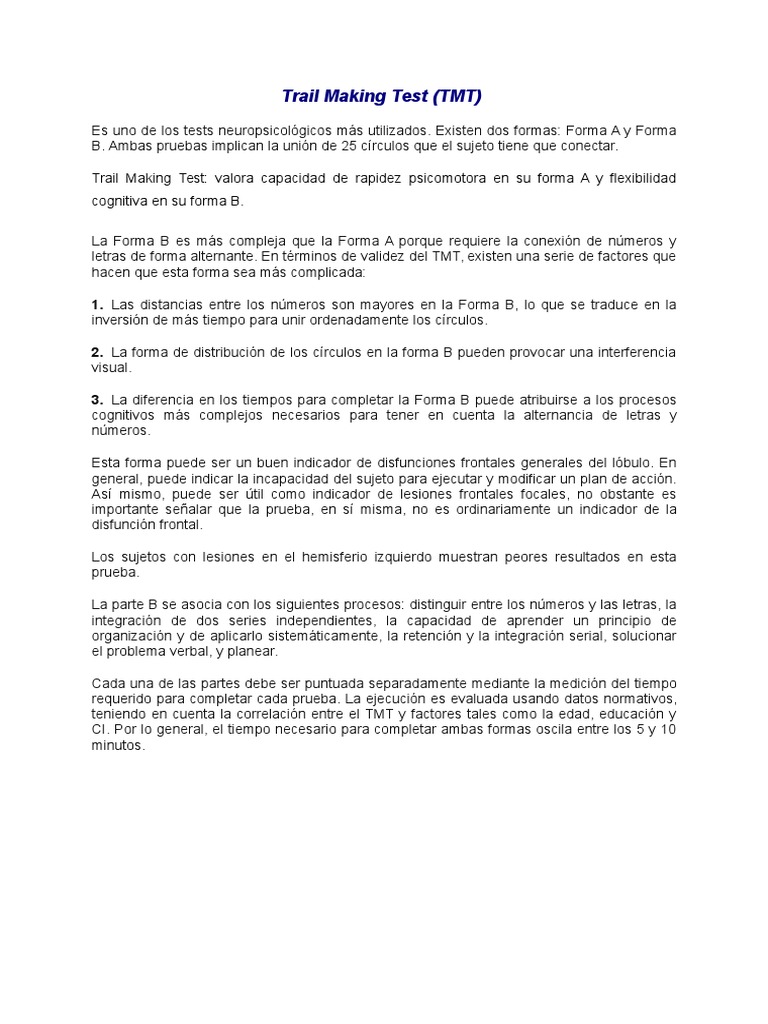 Trail Making Test | PDF | Naturaleza