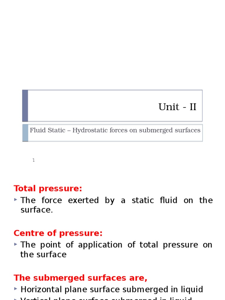 Hydrostatic Forces on Submerged Surfaces | PDF | Science & Mathematics