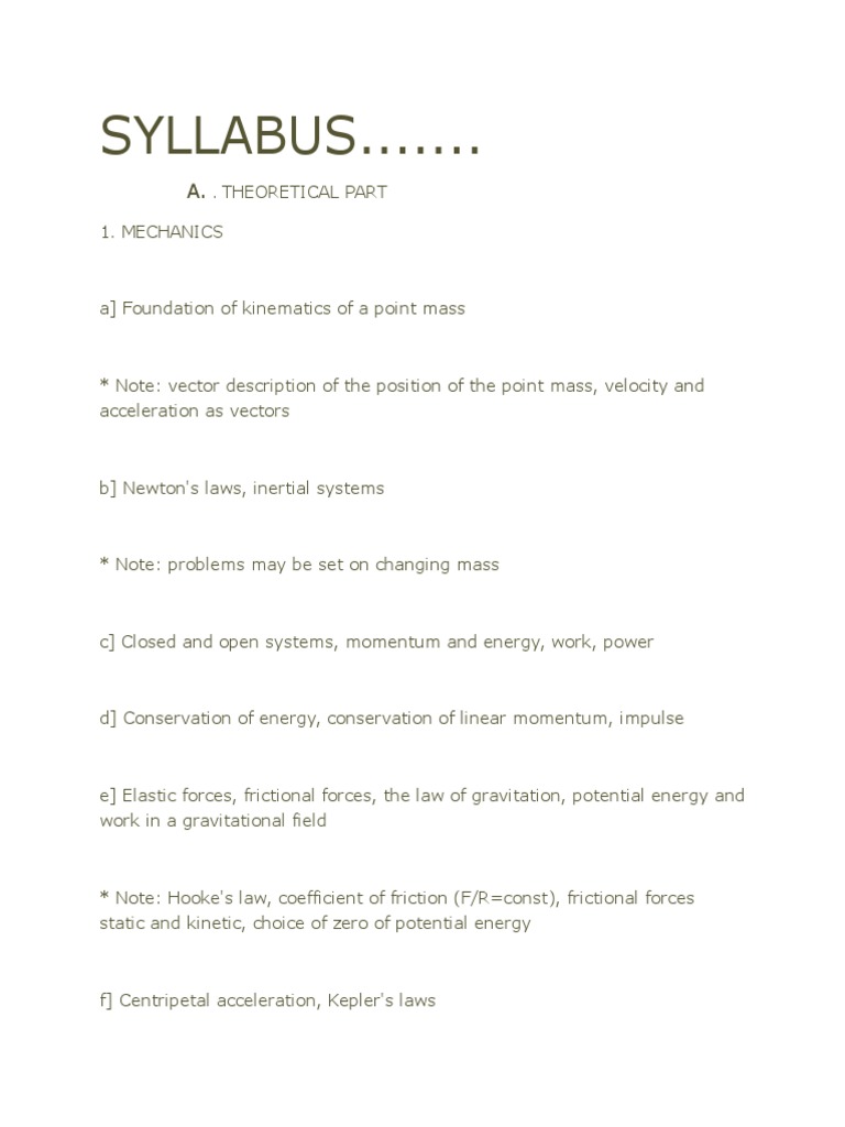 Syllabus and Books Recommended For IPhO | PDF | Rotation Around A Fixed Axis | Waves