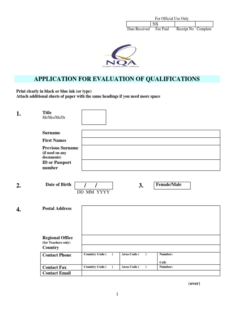 NamQA Application Form PDF | PDF | Diploma | Academic Degree