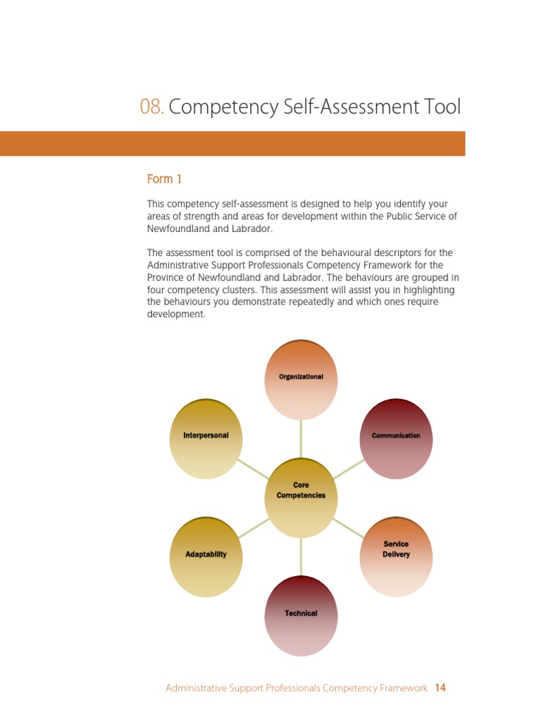 Competency Self-Assessment Tool for Admin Support | PDF | Competence ...