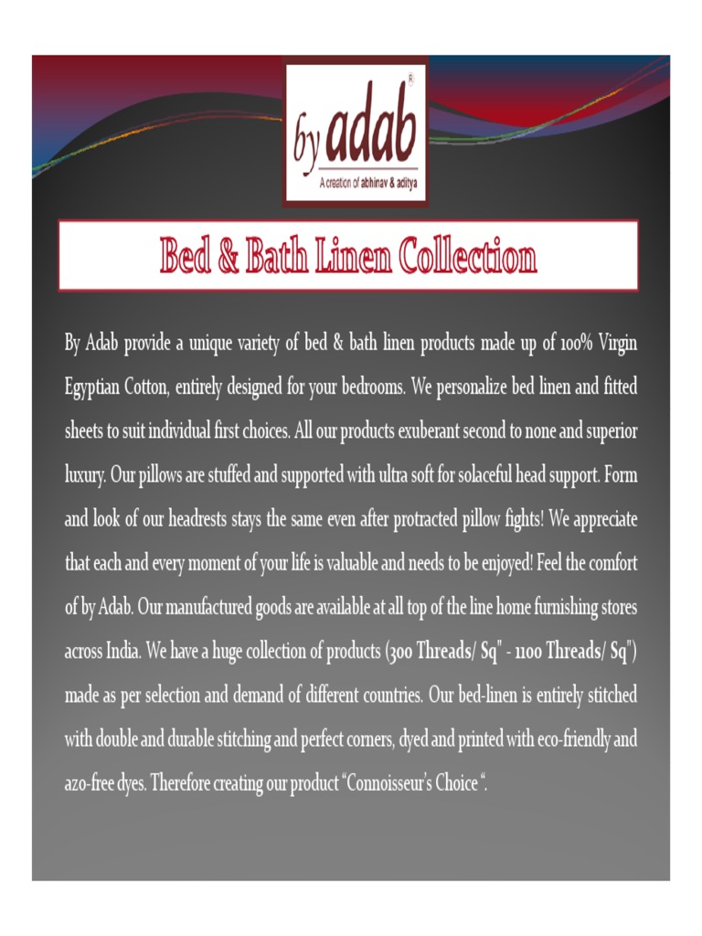 By Adab - Brand - Bed & Bath Linen PDF | PDF