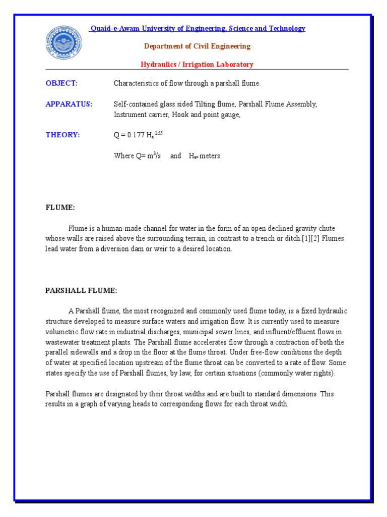 Parshall Flume Flow Characteristics Study | PDF | Soft Matter | Hydrology