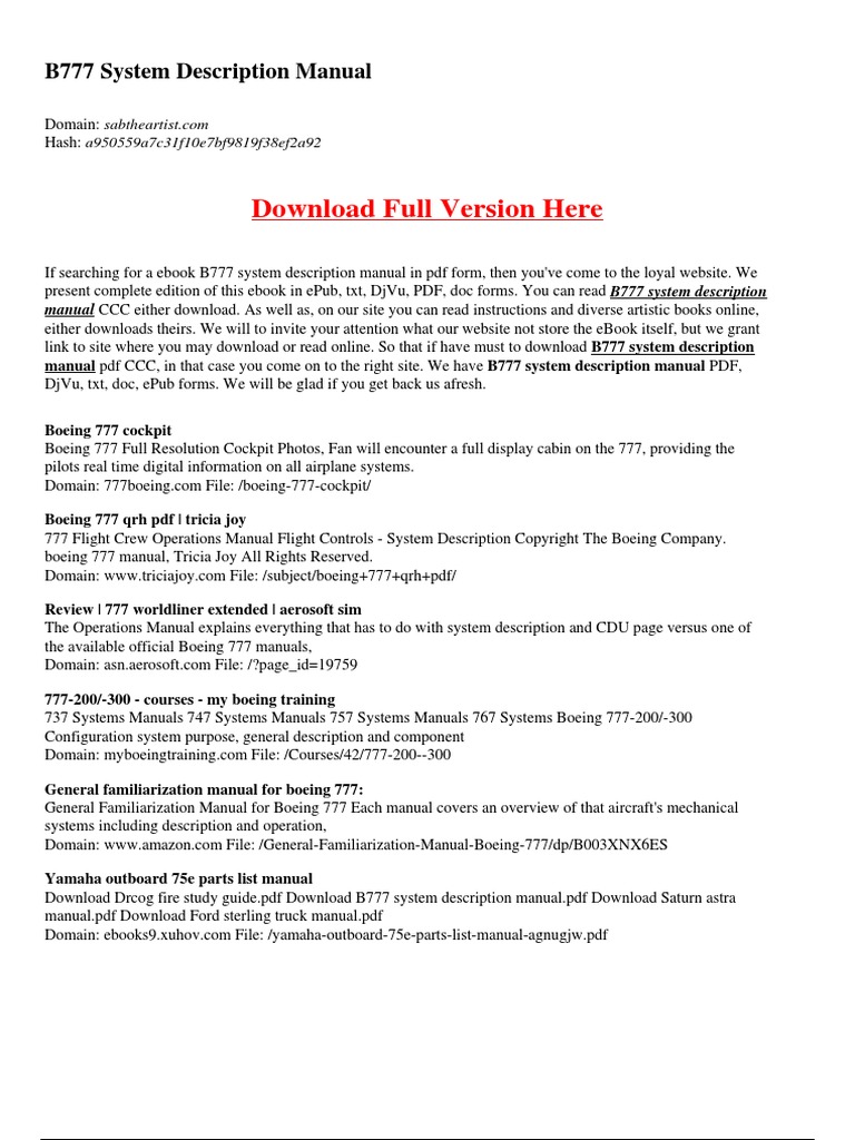 B777 Description Manual | PDF | Airplane | Aircraft