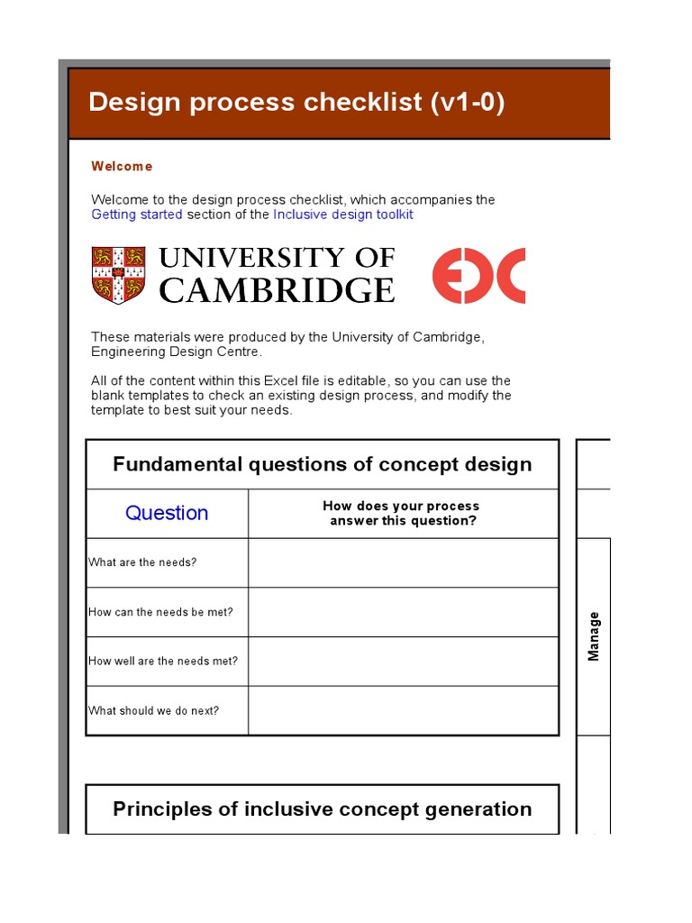 Design Process Checklist v1-0 | PDF