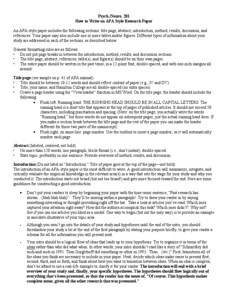 Writing An APA Style Research Paper PDFF | PDF | P Value | Citation