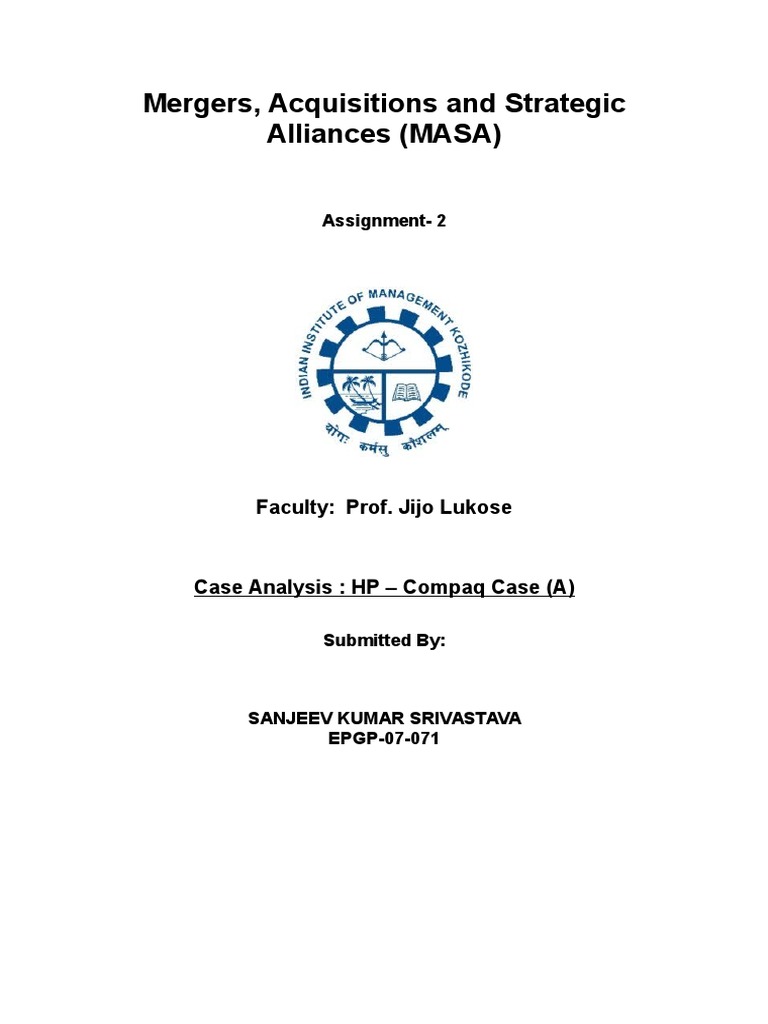 HP Compaq Case A | PDF | Mergers And Acquisitions | Hewlett Packard
