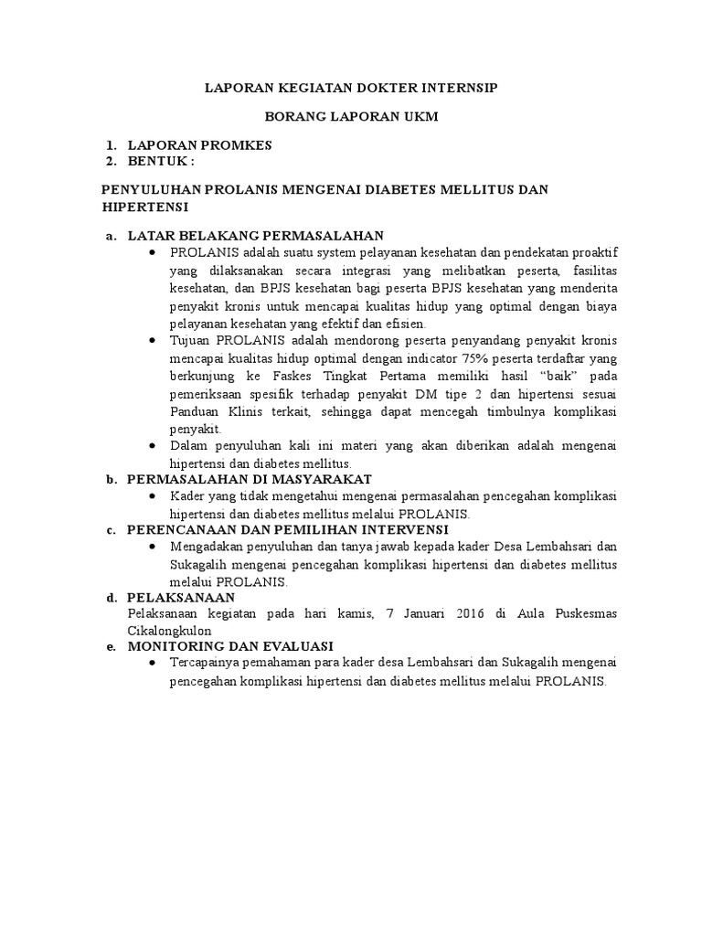 Laporan Penyuluhan PROLANIS HT DM | PDF