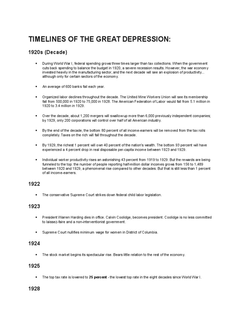 Timelines and Figures | PDF | Great Depression | Franklin D. Roosevelt