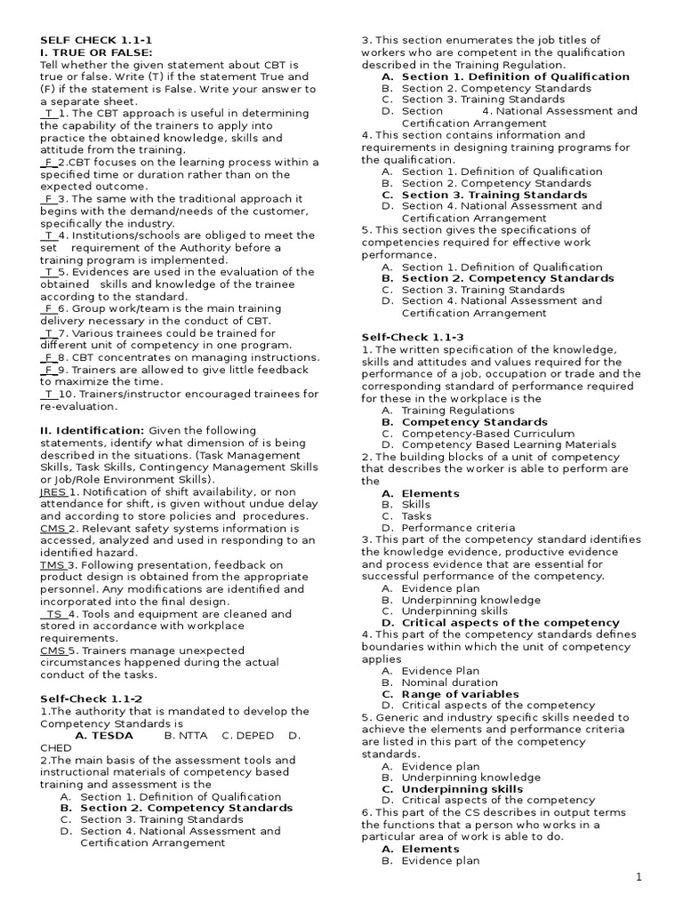 Self Check Activities in Plan Training | PDF | Competence (Human ...