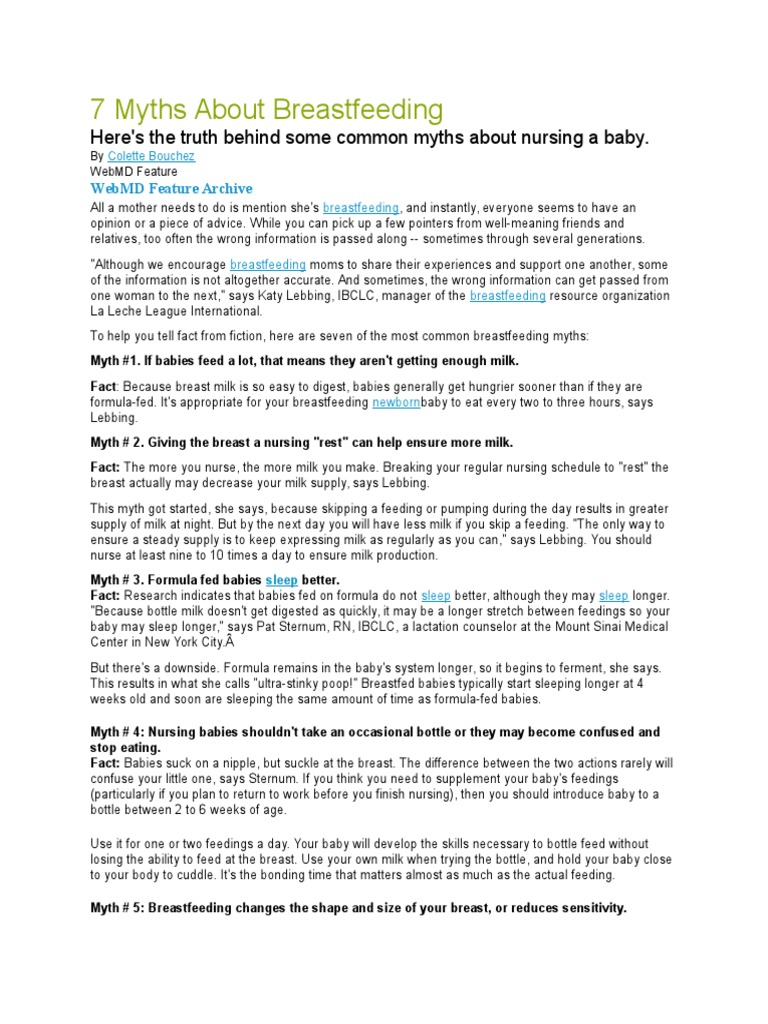 7 Myths About Breastfeeding | PDF | Breastfeeding | Infants