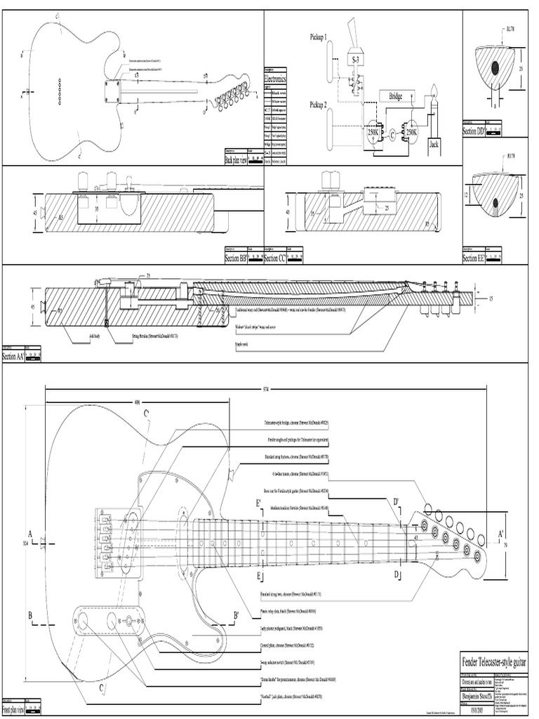 Guitar - Luthier - Fender Telecaster Plans | PDF