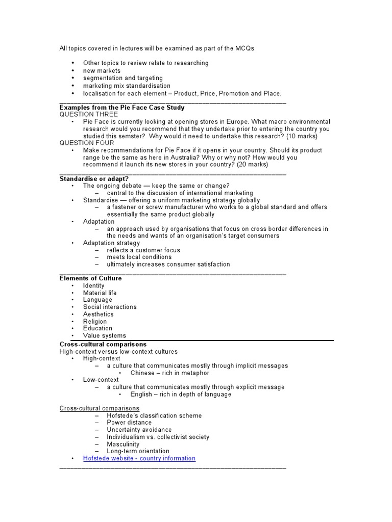 Study Notes - Global Marketing | PDF | Brand | Direct Marketing