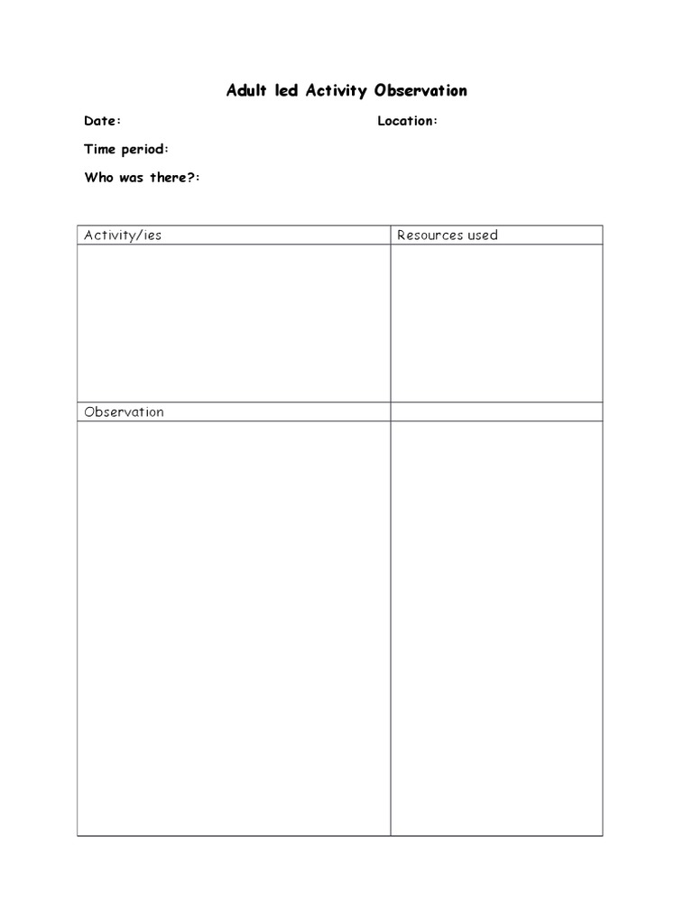 Adult Led Activity Observation | PDF