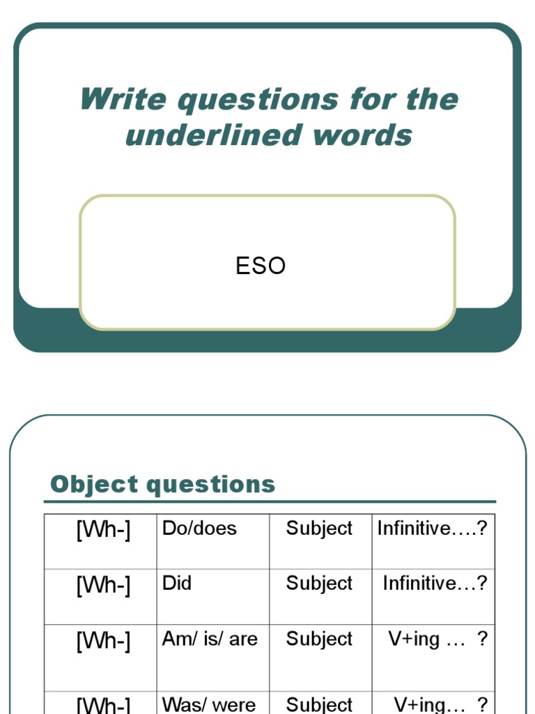 Ask Questions For The Underlined Words 15-16 | PDF | Languages ...