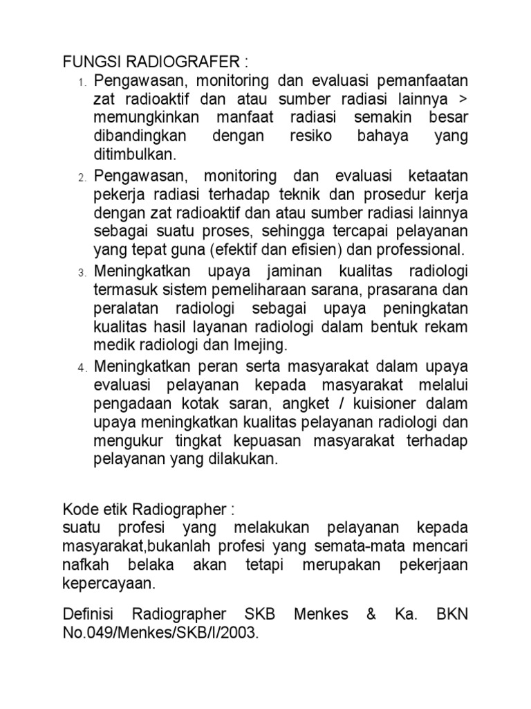 Fungsi Radiografer | PDF