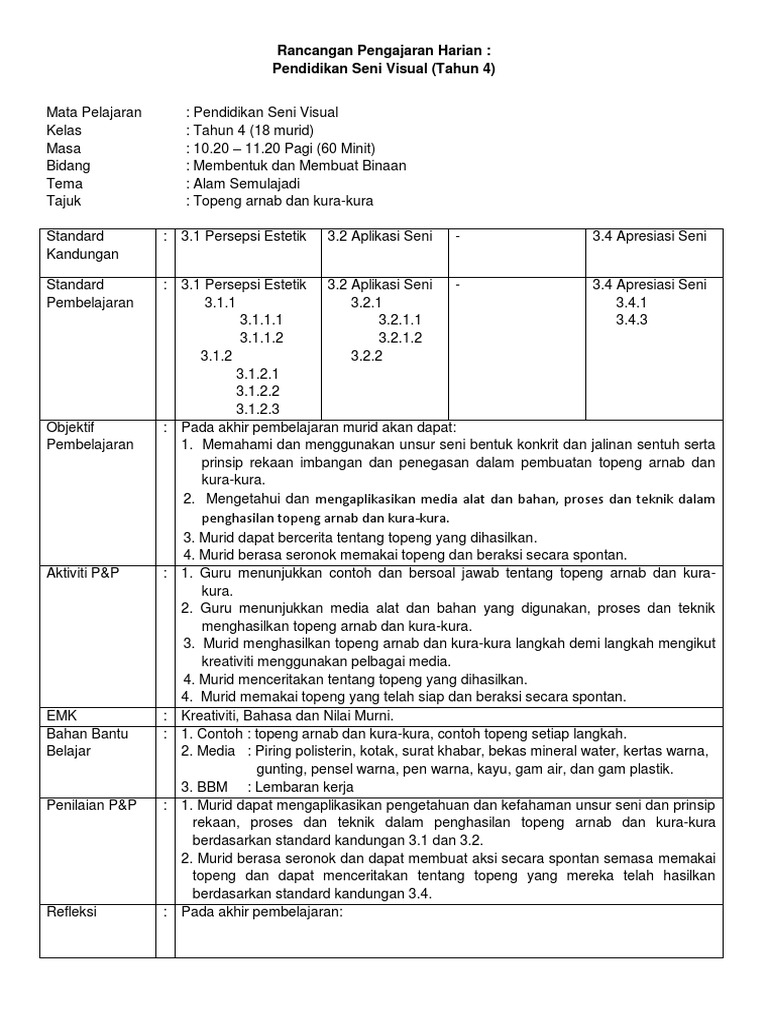 Rancangan Pengajaran Harian PSV | PDF