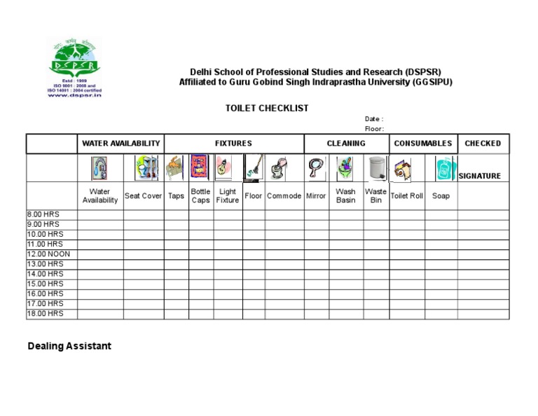 Washroom Checklist | Download Free PDF | Toilet | Bathing