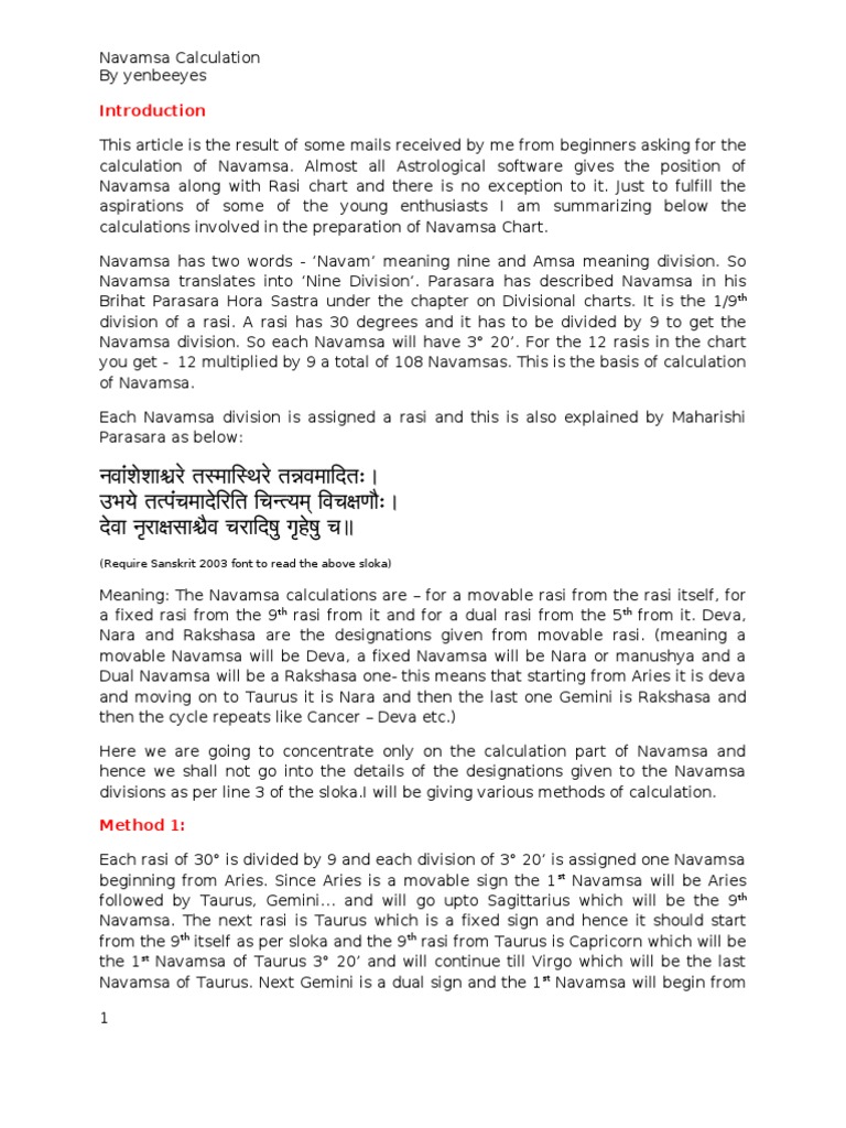 Navamsa Calculation | PDF | Astrological Sign | Planets In Astrology