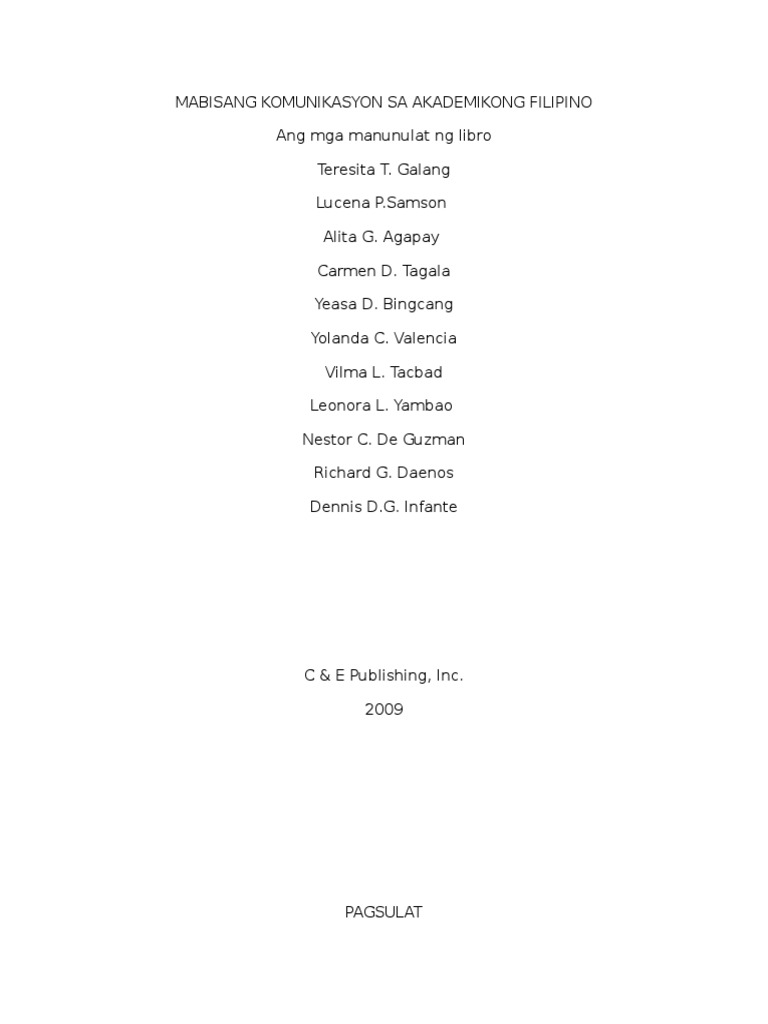 Mabisang Komunikasyon Sa Akademikong Filipino 1 | PDF