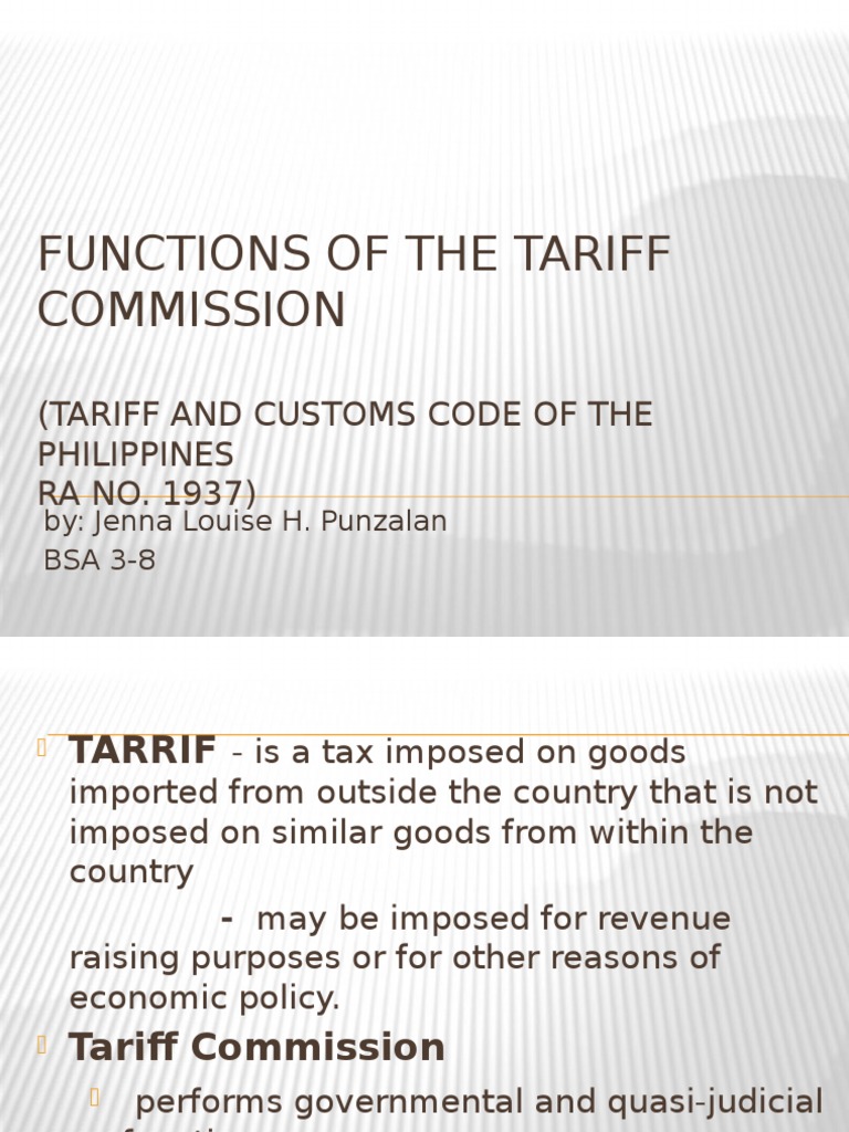 Functions of the Philippine Tariff Commission | PDF | Tariff | Justice