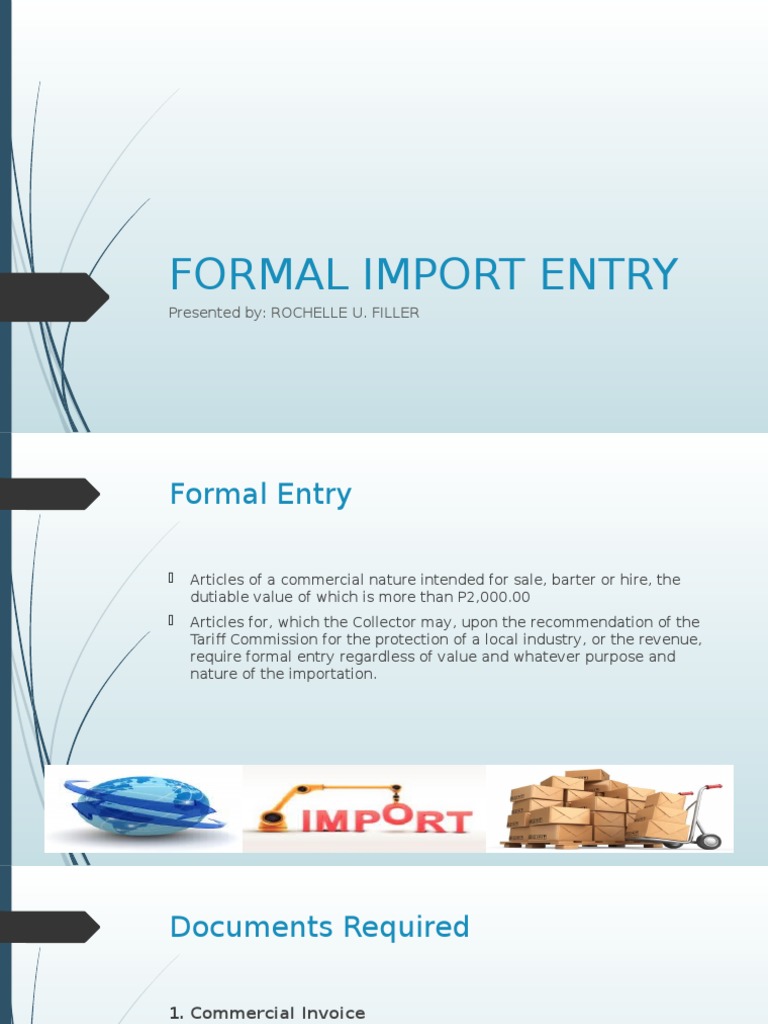 Formal Import Entry Requirements | PDF