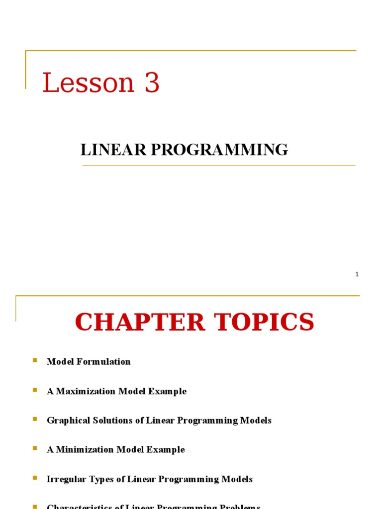 Lesson 3 Pdf Linear Programming Mathematical Optimization
