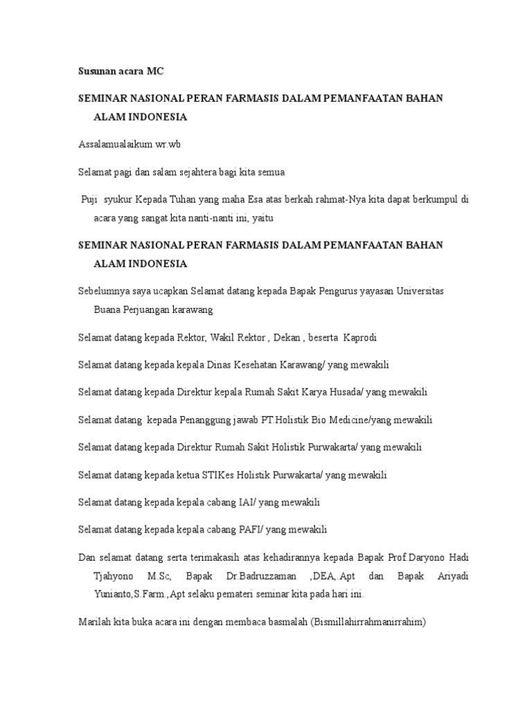 Susunan Acara MC | PDF