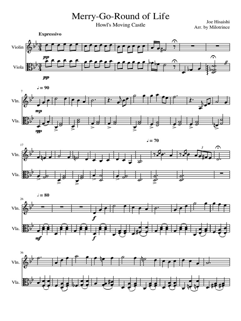 Howls Moving Castle Violin and Viola | PDF