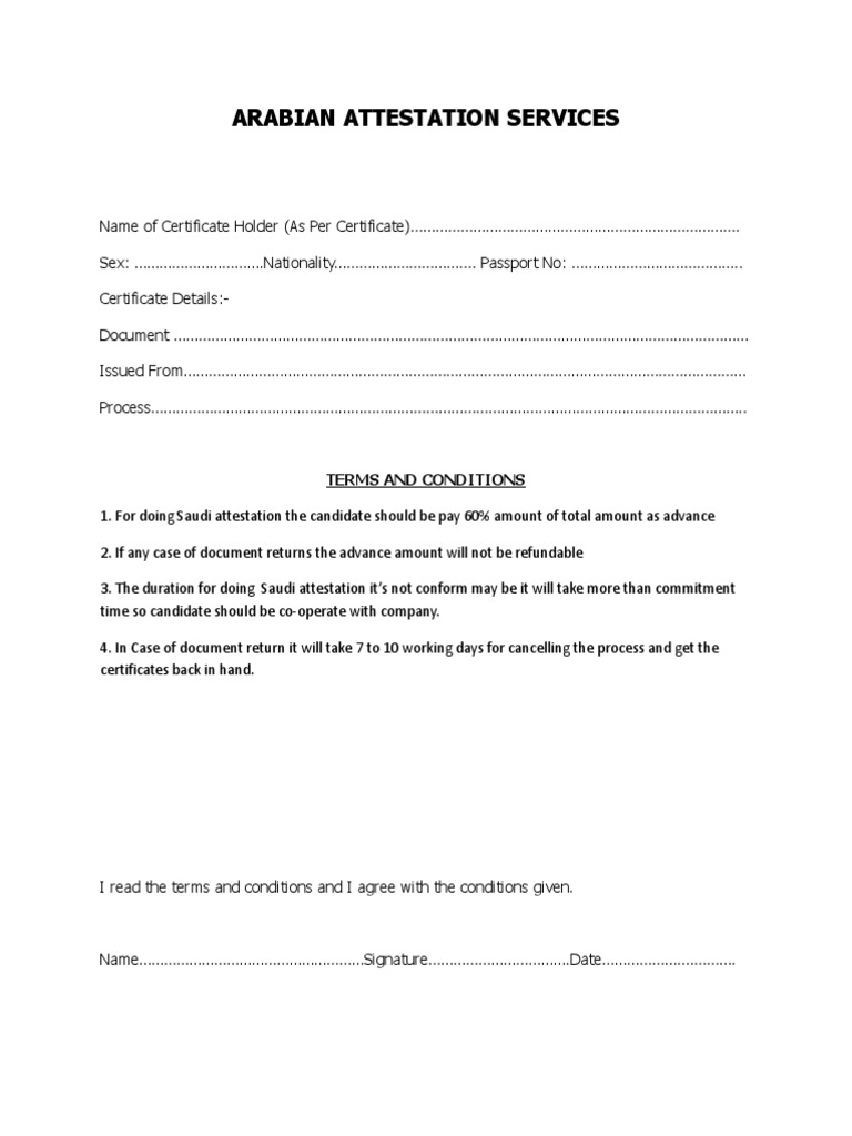 Arabian Attestation Services Overview | PDF | Finance & Money ...