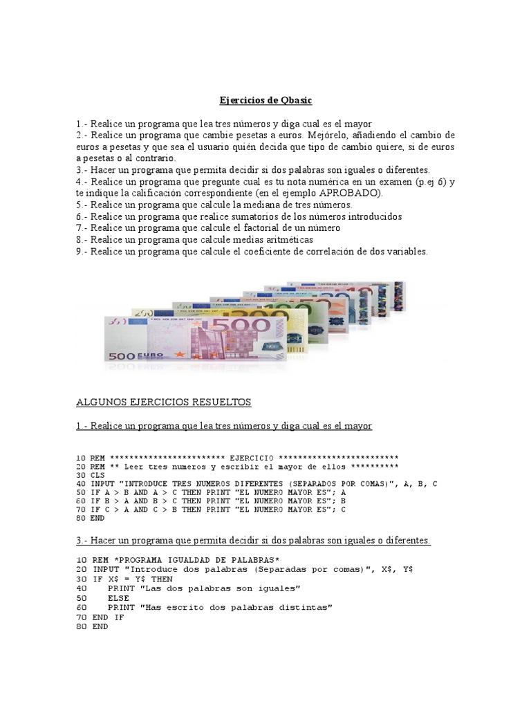 Ejercicios de Qbasic | PDF | Familias de sistemas operativos | Compatibles con PC Ibm